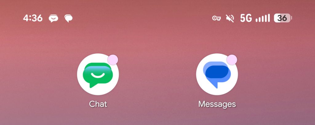Google Chat icon tweaked to look less like Google Messages